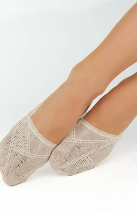 SN032 Koronka Baleriny stopki damskie Noviti - latte (105459) - Rafjolka.pl