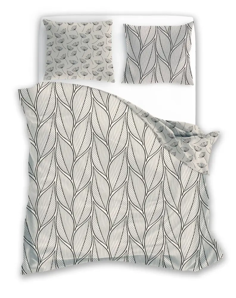 Pure 04 Pościel bawełniana liście dmuchawce Faro beżowy (96849) - Rafjolka.pl